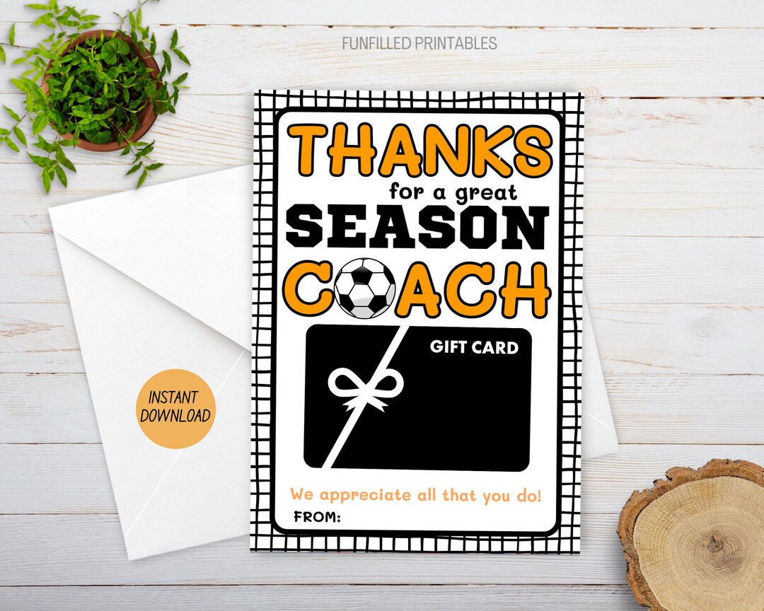Soccer Coach Thank You Gift, Soccer Coach Gift Card Holder Card ...