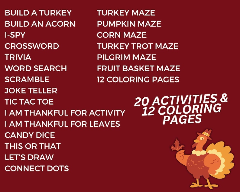 Thanksgiving Printable Kids Activities, Table Activities, Kids ...