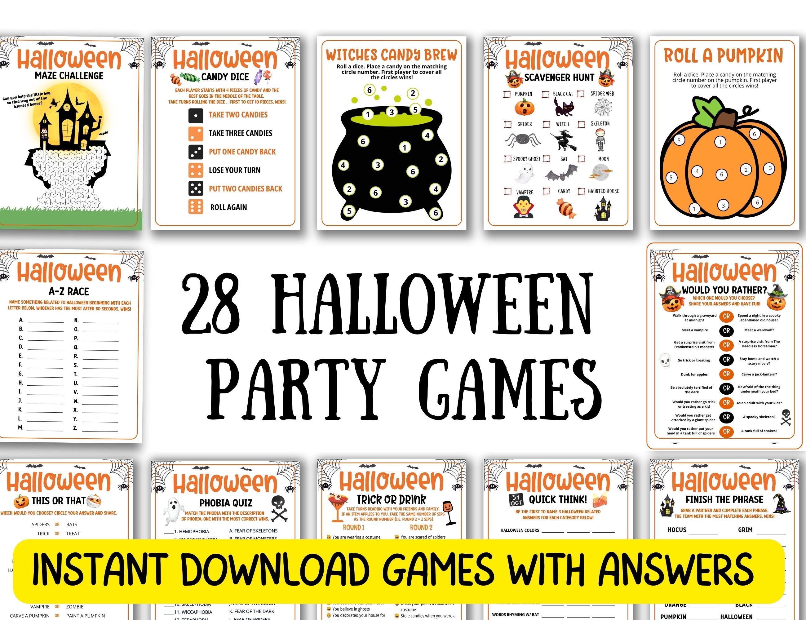 Printable Halloween Games Adults Kids, Halloween Party Games 2024, Teen ...