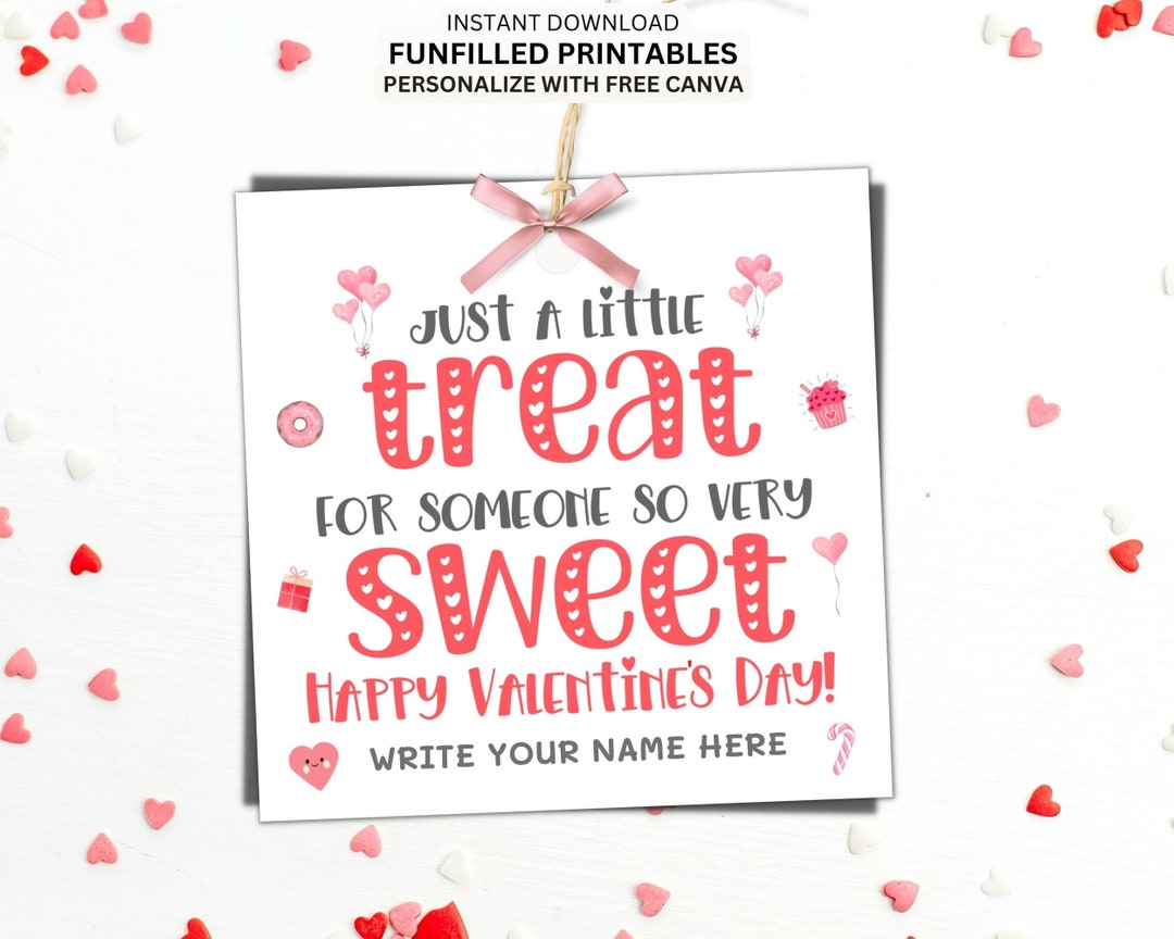 Printable Valentines Sweet Treat Tag, Classroom Valentines Tag Kids ...