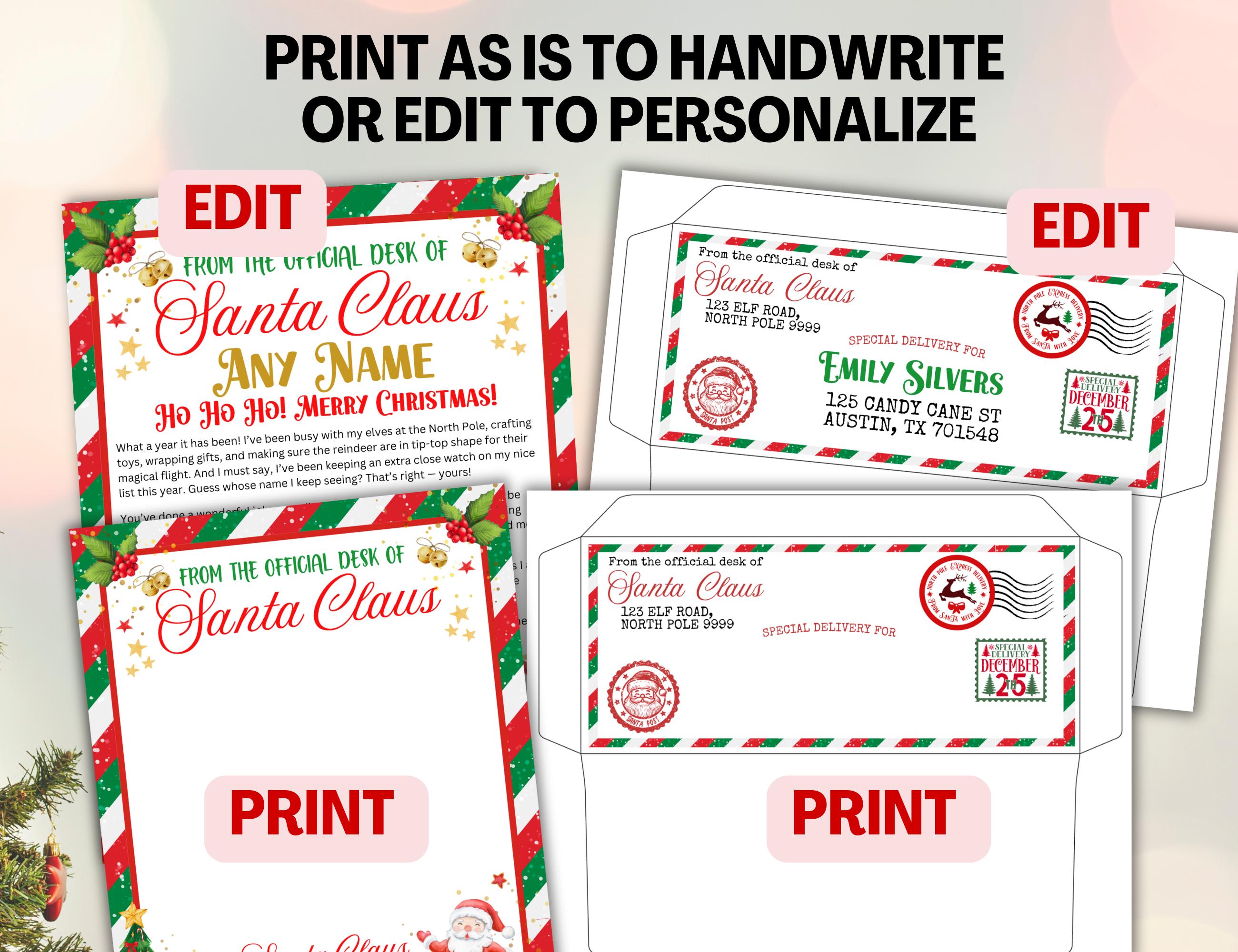 Official Santa Letterhead AND Stamped Envelope, Printable Santa ...