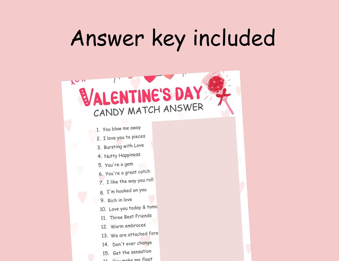 Valentine's Day Candy Match Game Candy Trivia Game - Etsy