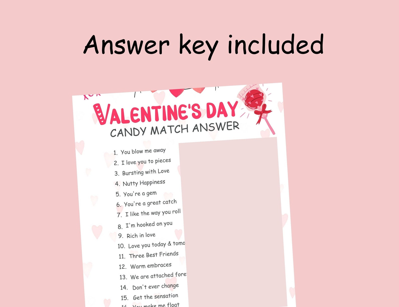 Valentines Day Candy Match Game, Candy Trivia Game, Printable ...