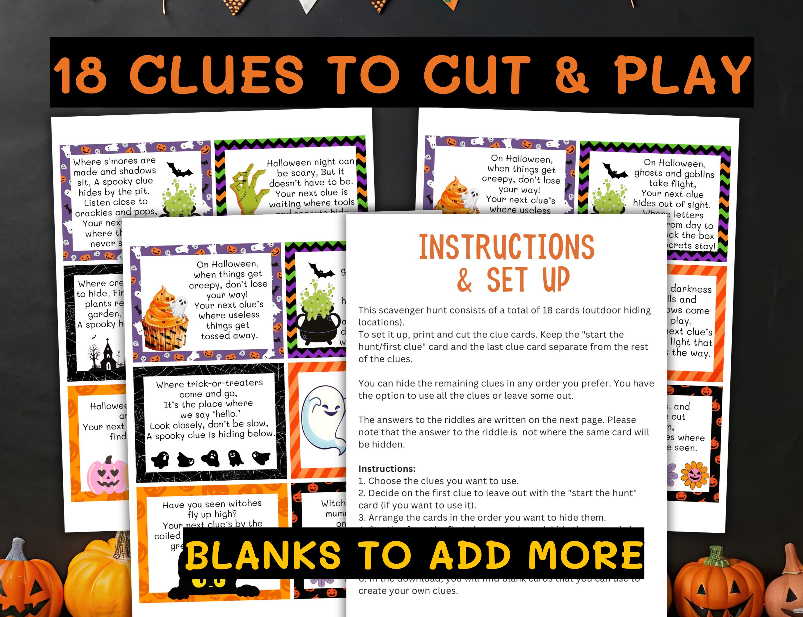 Outdoor Halloween Scavenger Hunt Kid Teens Scavenger Hunt Riddles Clues ...