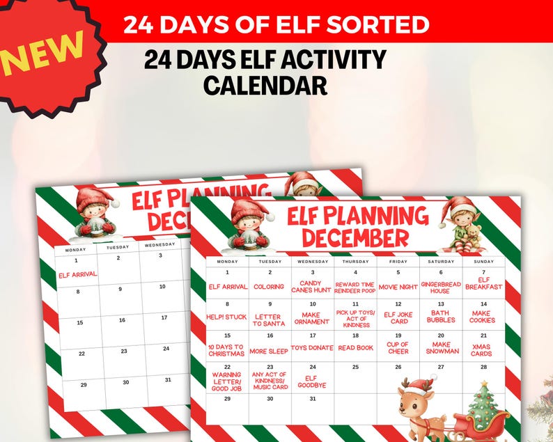 Printable Elf Activities Notes, 24 Days Easy Elf Ideas, Last Minute Elf ...
