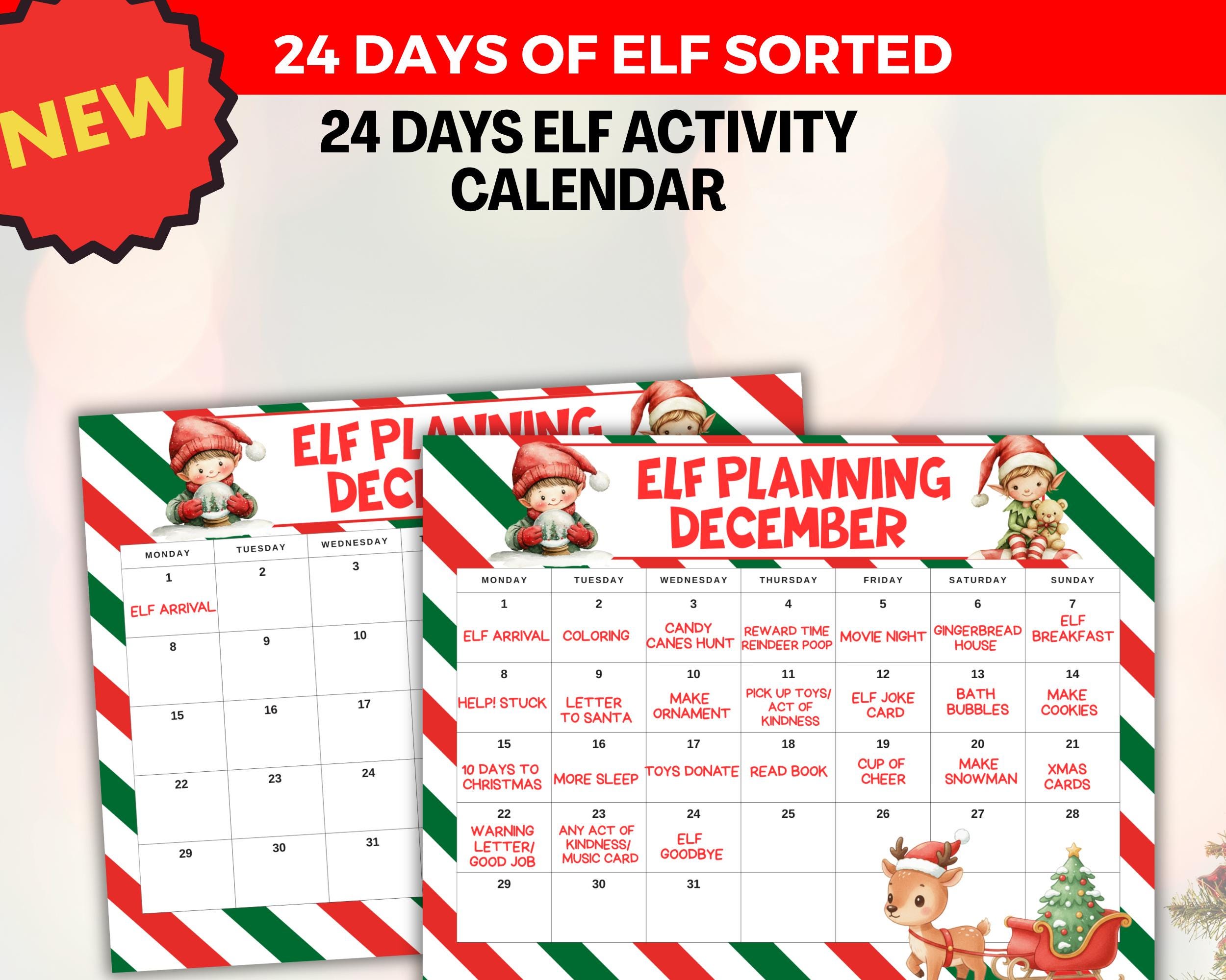 Printable Elf Activities Notes, 24 Days Easy Elf Ideas, Last Minute Elf ...