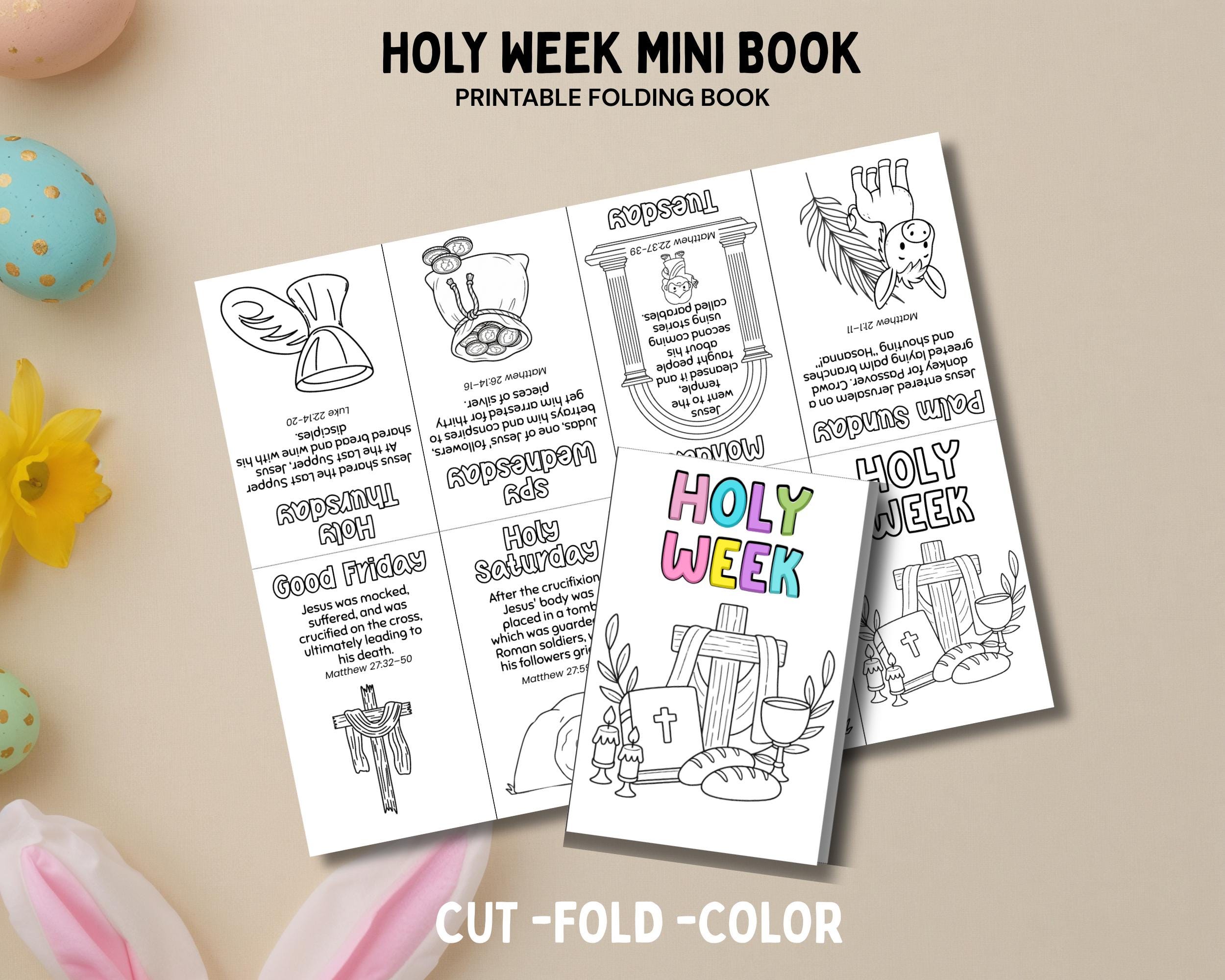 Holy Week Mini Coloring Book Printable Easter Story Craft for Kids ...