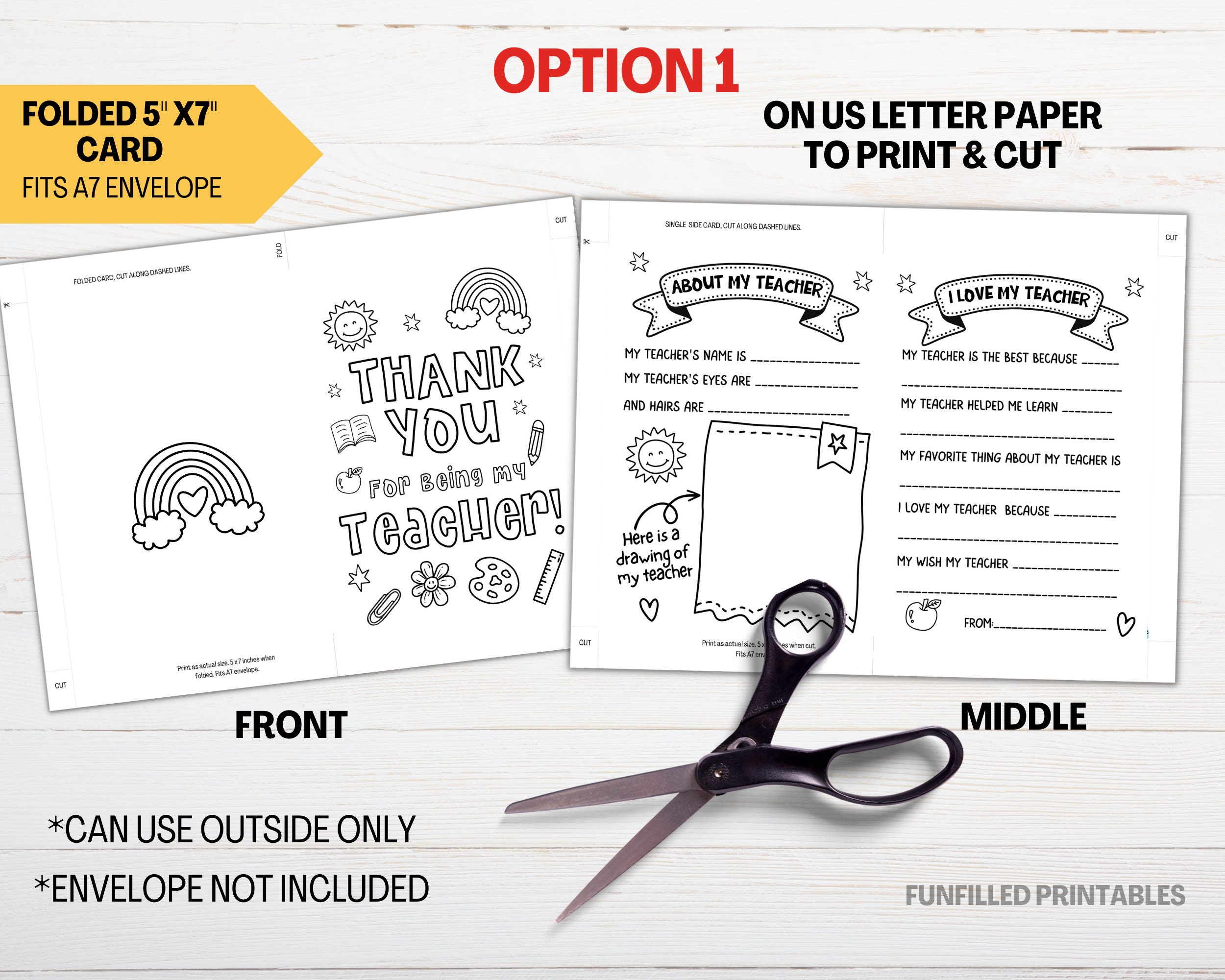 Thank You Teacher Coloring Card Bifold, Teacher Appreciation Coloring ...
