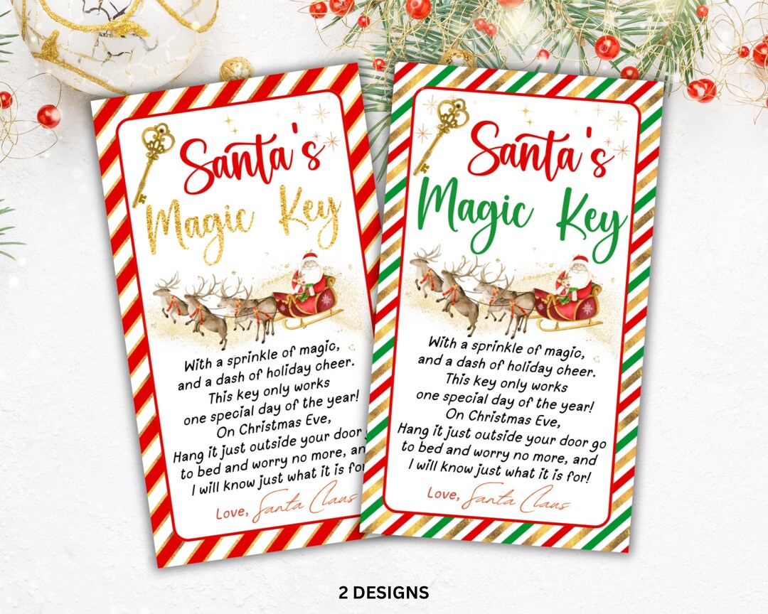 Santa's Magic Key Tag Printable Magical Christmas Key Tag, Christmas ...