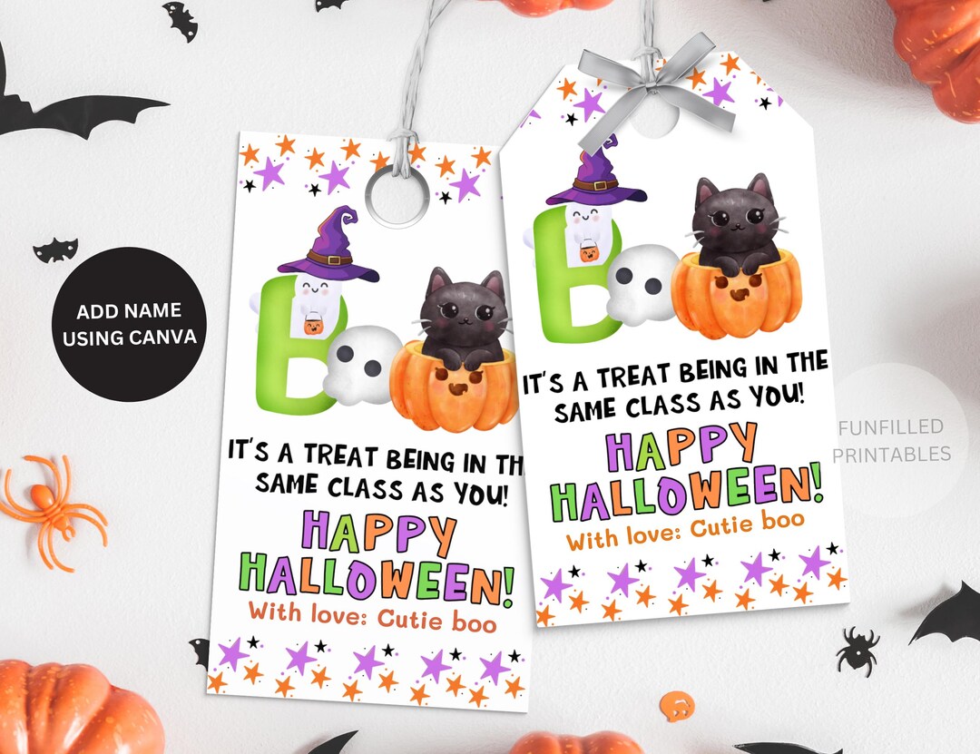Halloween Kids Gift Tag Class, Halloween Classroom Treats Tags, Same ...