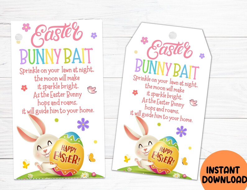 Easter Bunny Bait Tag Printable, Bunny Bait Food Card, Bunny Bait Label ...