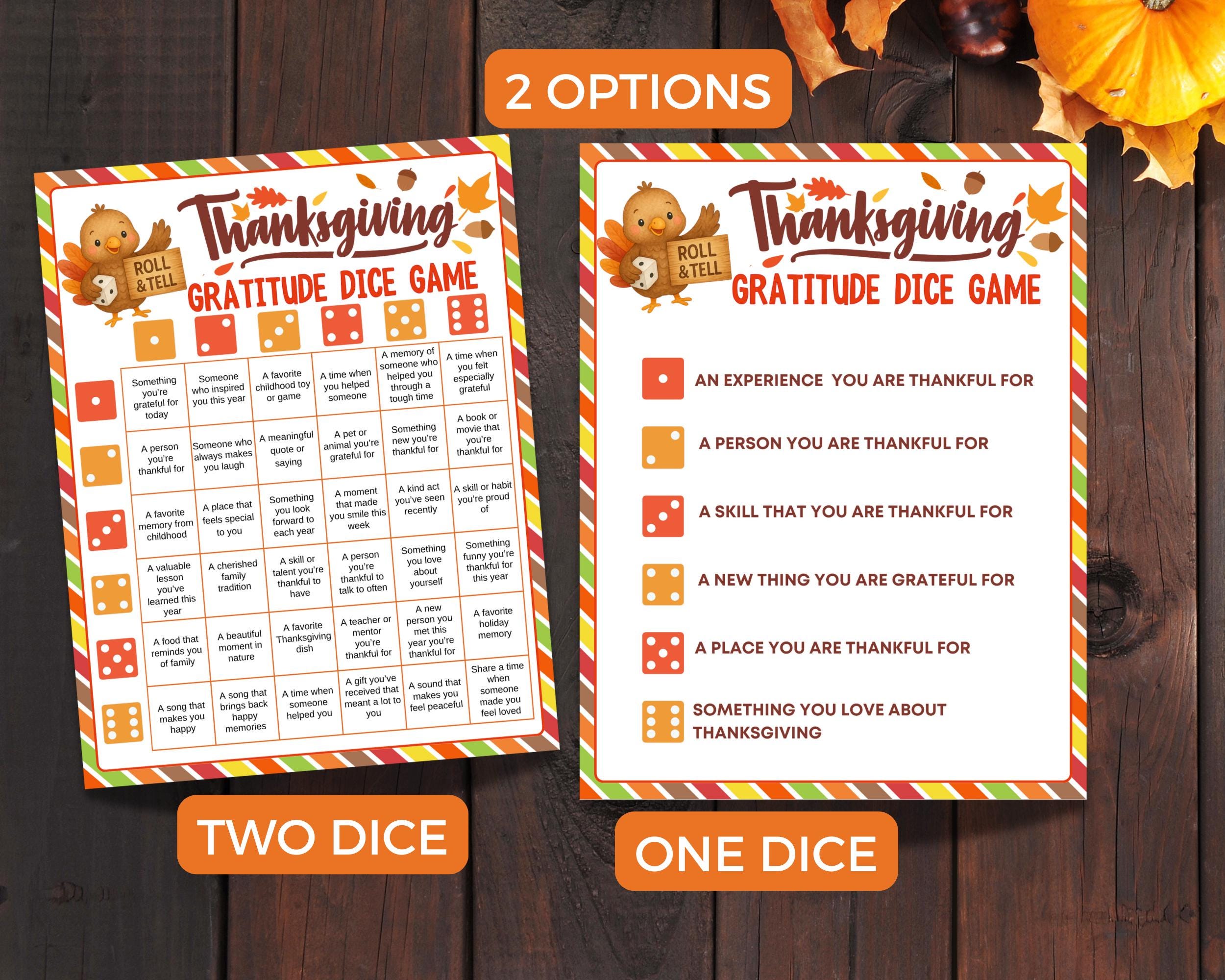 Thanksgiving Gratitude Game, Roll the Dice Gratitude Game Thanksgiving ...