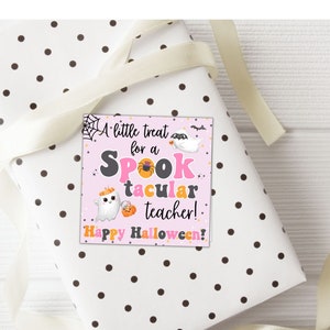 Halloween Teacher Tags, Retro Halloween Teacher Treat Tag Printable ...