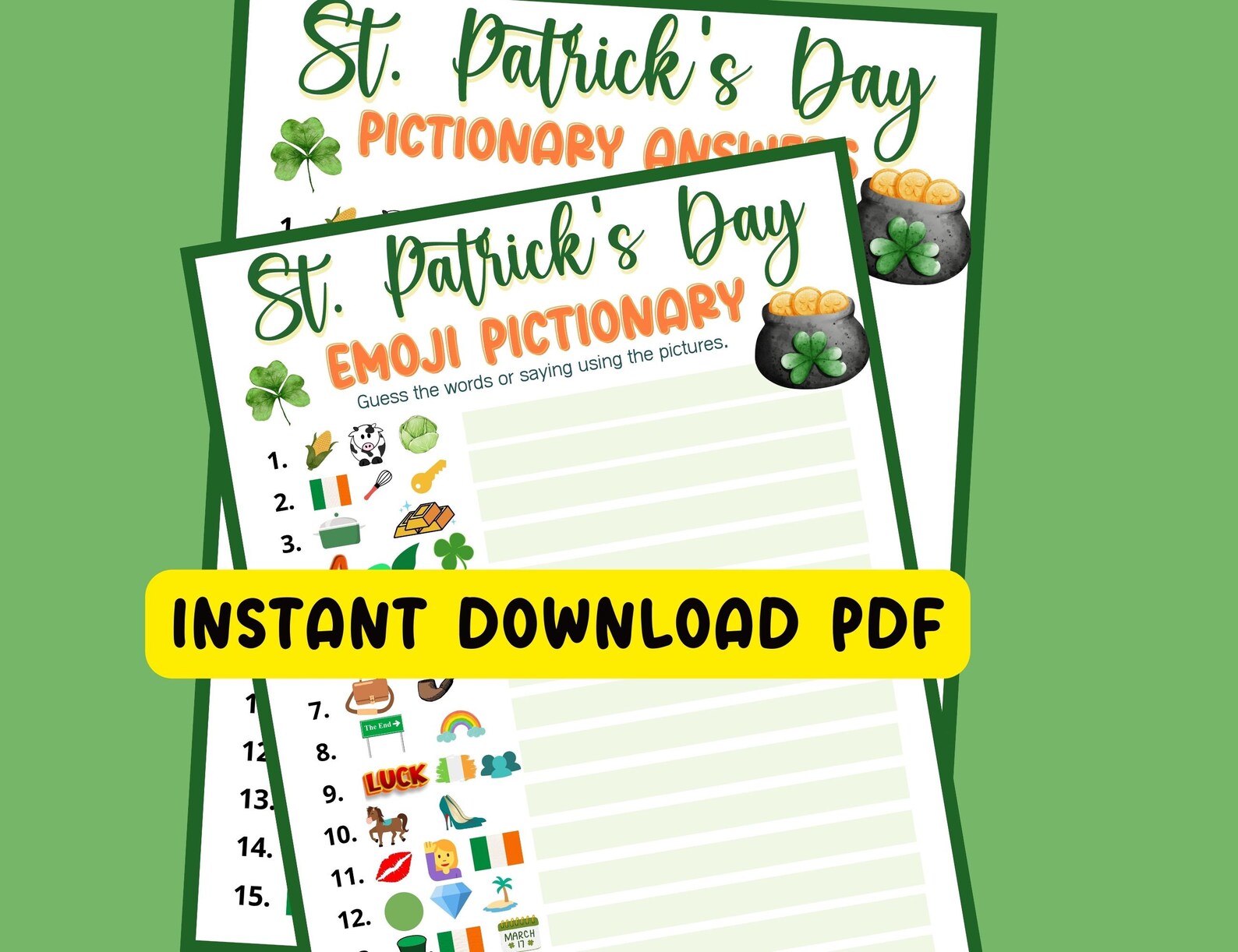 St Patricks Day Emoji Pictionary Game, St Patricks Day Games, St ...