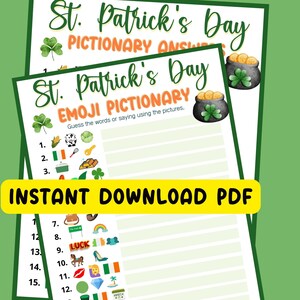 St Patricks Day Emoji Pictionary Game, St Patricks Day Games, St ...