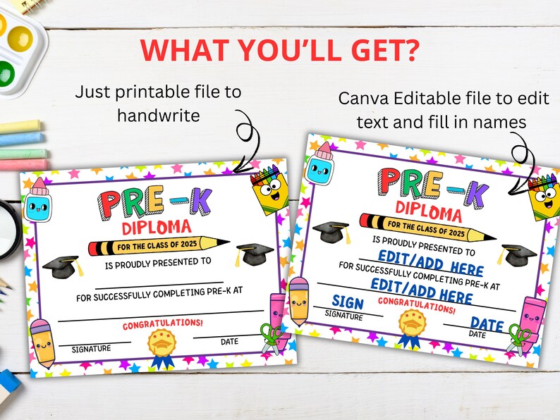 Pre-k Graduation Certificate Editable Pre-k Diploma for Kids, Last Day ...