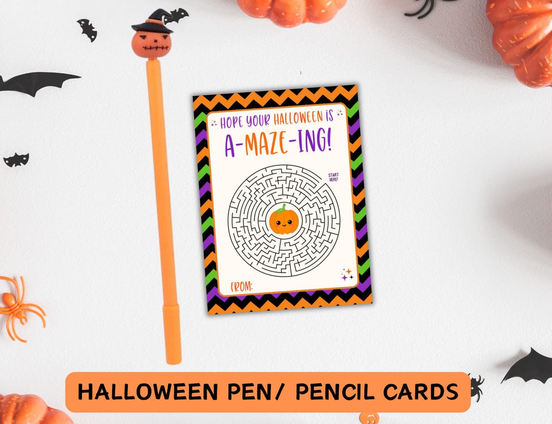Halloween Class Favor Pen Pencils Tag, Halloween Gift for Class ...
