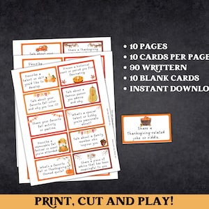 Thanksgiving Conversation Cards, Conversation Starter, Family ...