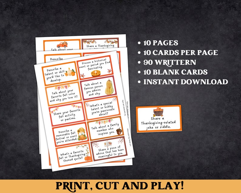 Thanksgiving Conversation Cards, Conversation Starter, Family ...