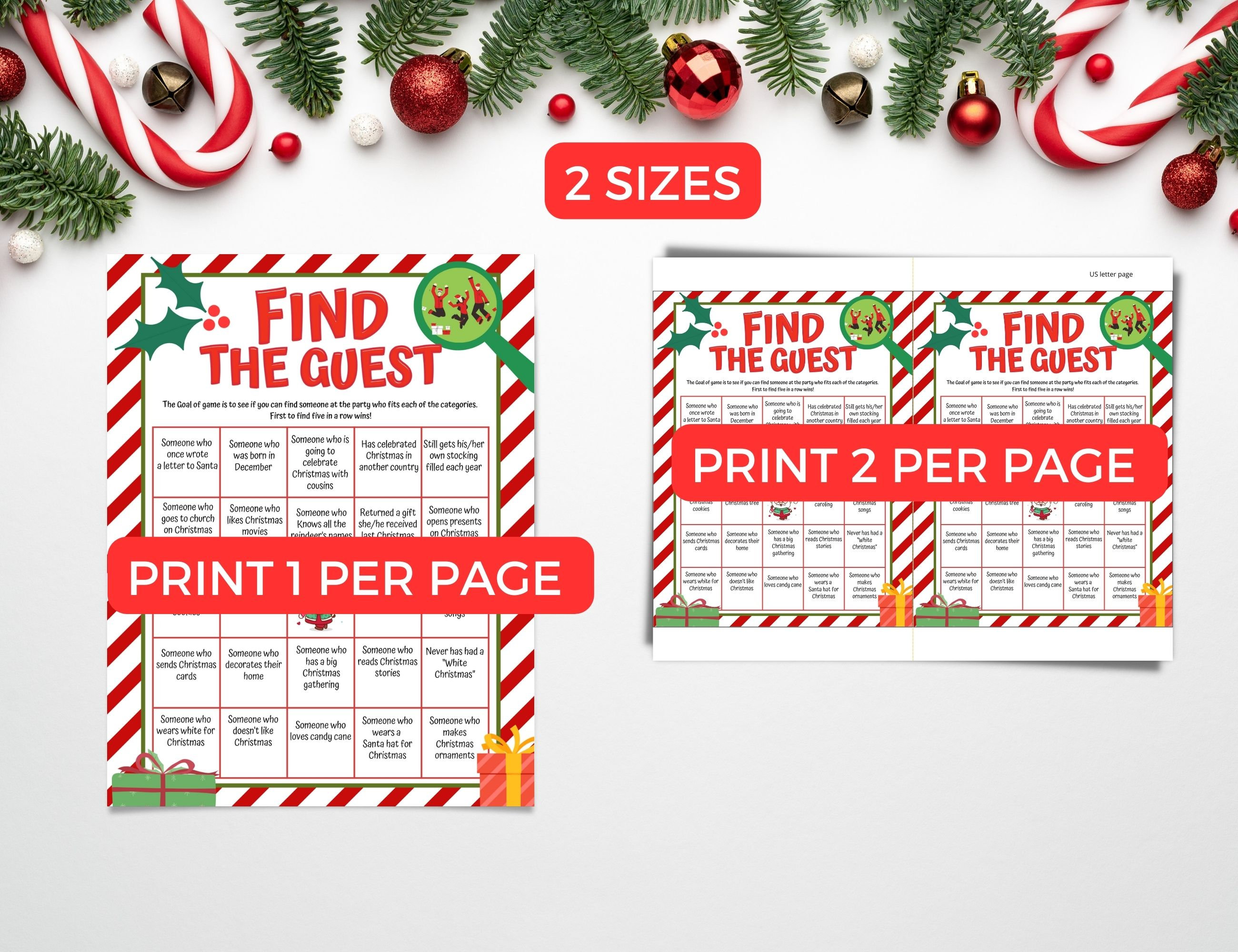 Printable Christmas Find the Guest Bingo Game, Find Someone Who Jingle ...