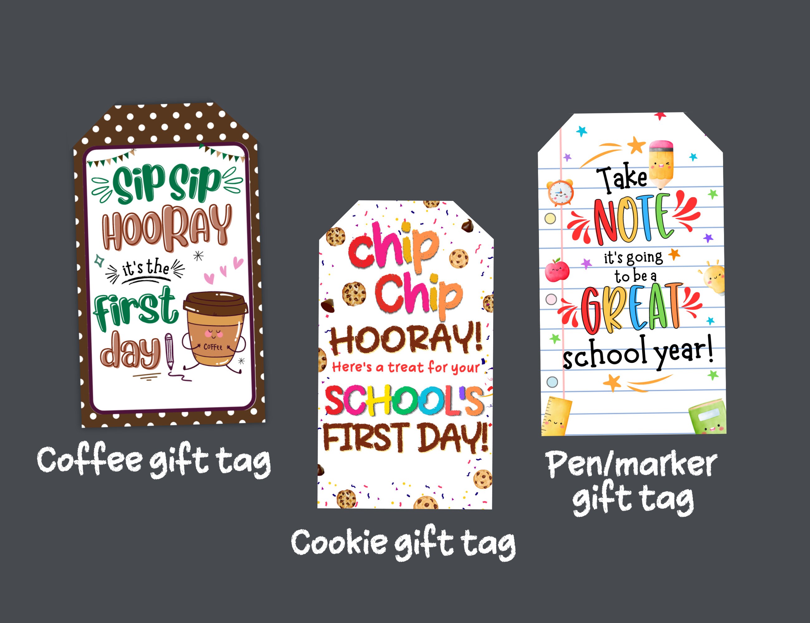 Back to School Tags, First Day of School Teacher Gifts Tags, First Day ...