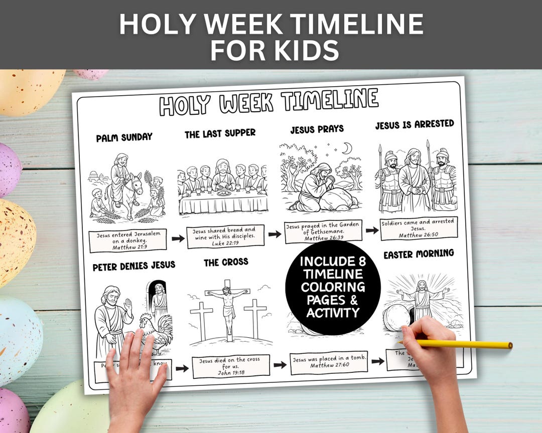Holy Week Timeline Coloring Pages Easter Story Countdown, Printable ...