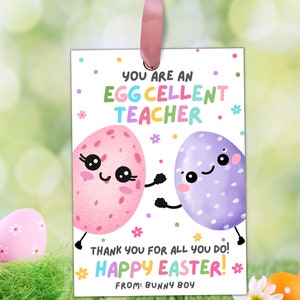 You Are Eggcellent Teacher Tag, Teacher Easter Gift Tag, Easter Teacher ...