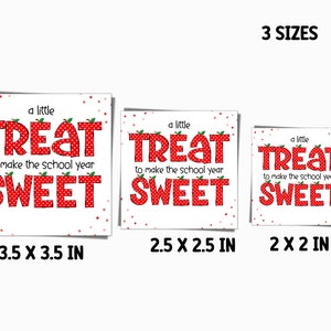 First Day of School Treat Tag, Back to School Treat Tag, A Little Treat ...