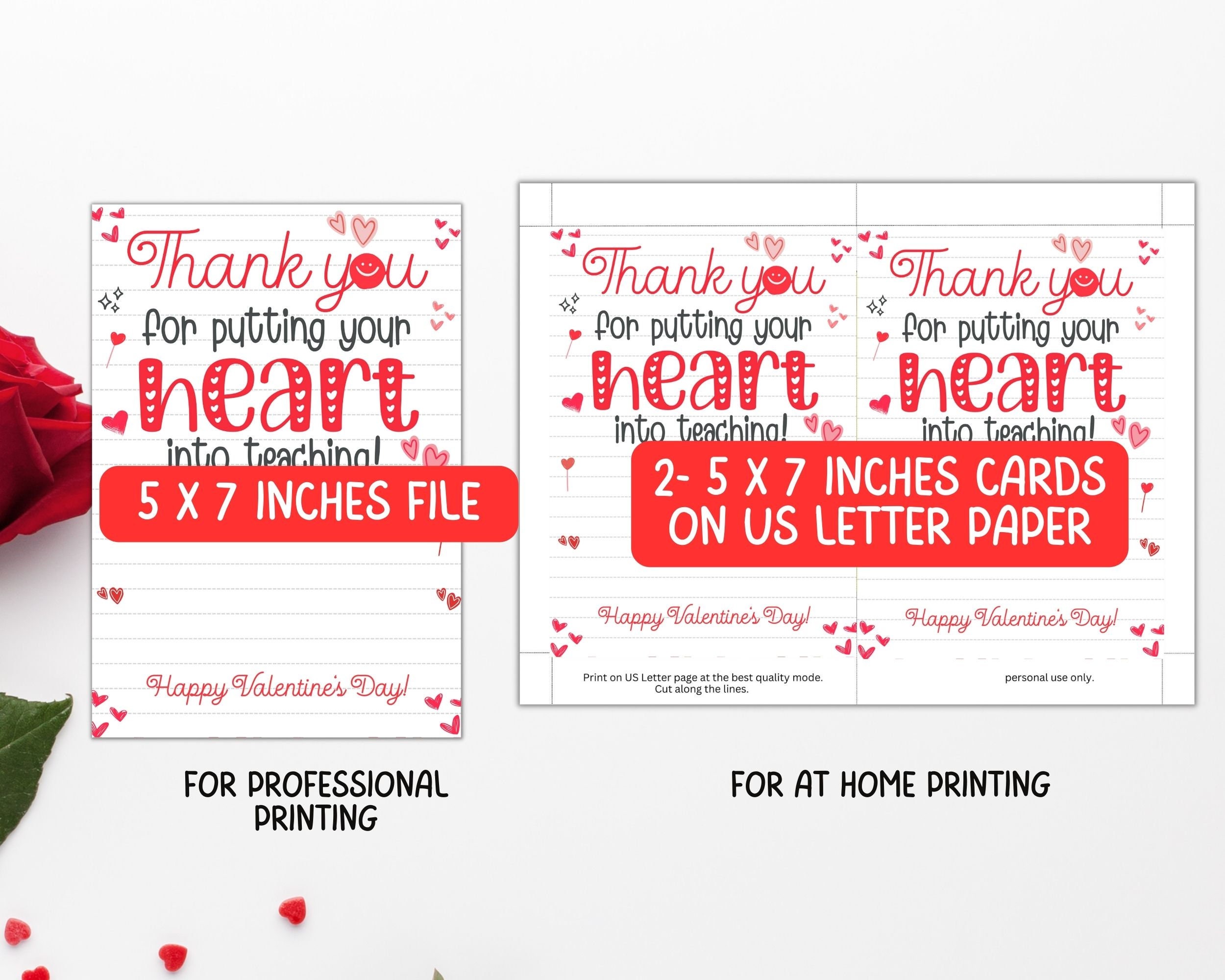Teacher Valentine Gift Card Holder, Printable Valentines Teacher Gift ...