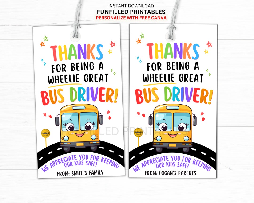 Bus Driver Gift Tag, Bus Driver Gift Tag,bus Driver Thank You Gift ...