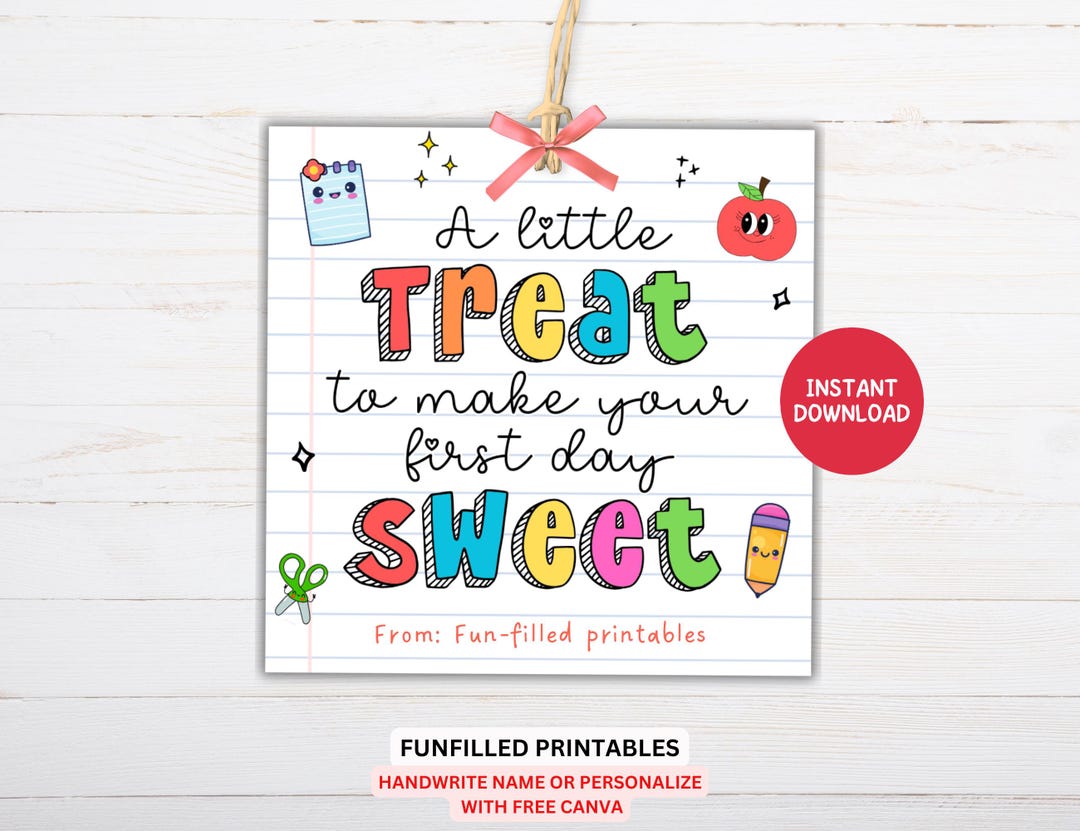 Back to School Teacher Tag, First Day of School Treat Tag, Welcome Back ...