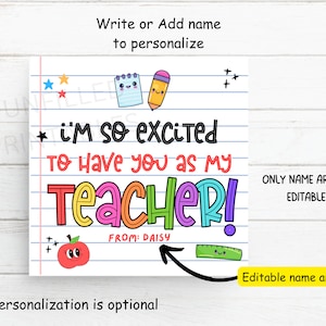First Day of School Teacher Gift Tag From Student, Printable Back to ...