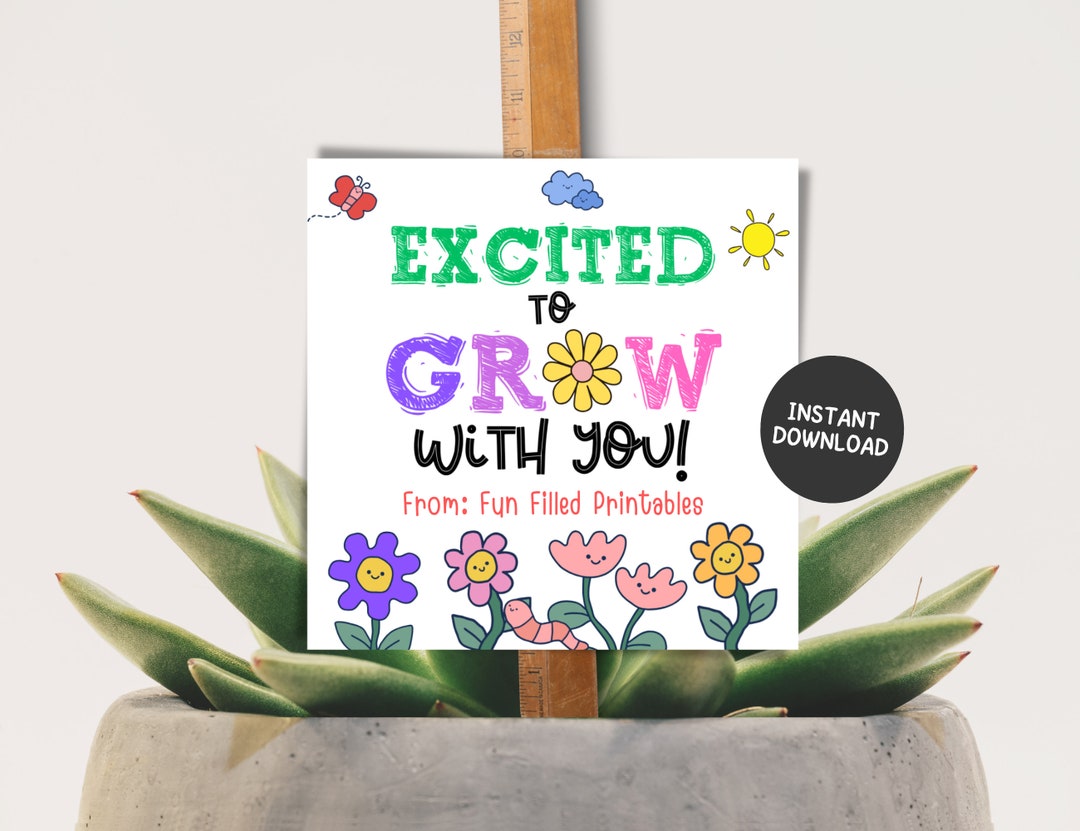 First Day of School Teacher Gift Tag, Excited to Grow With You Teacher ...