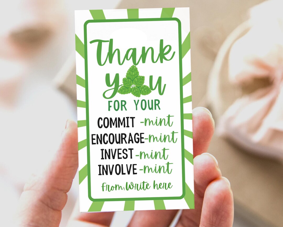 Thank You Mint Gift Tags, Employee Appreciation Tags, Mint Gum Gift ...