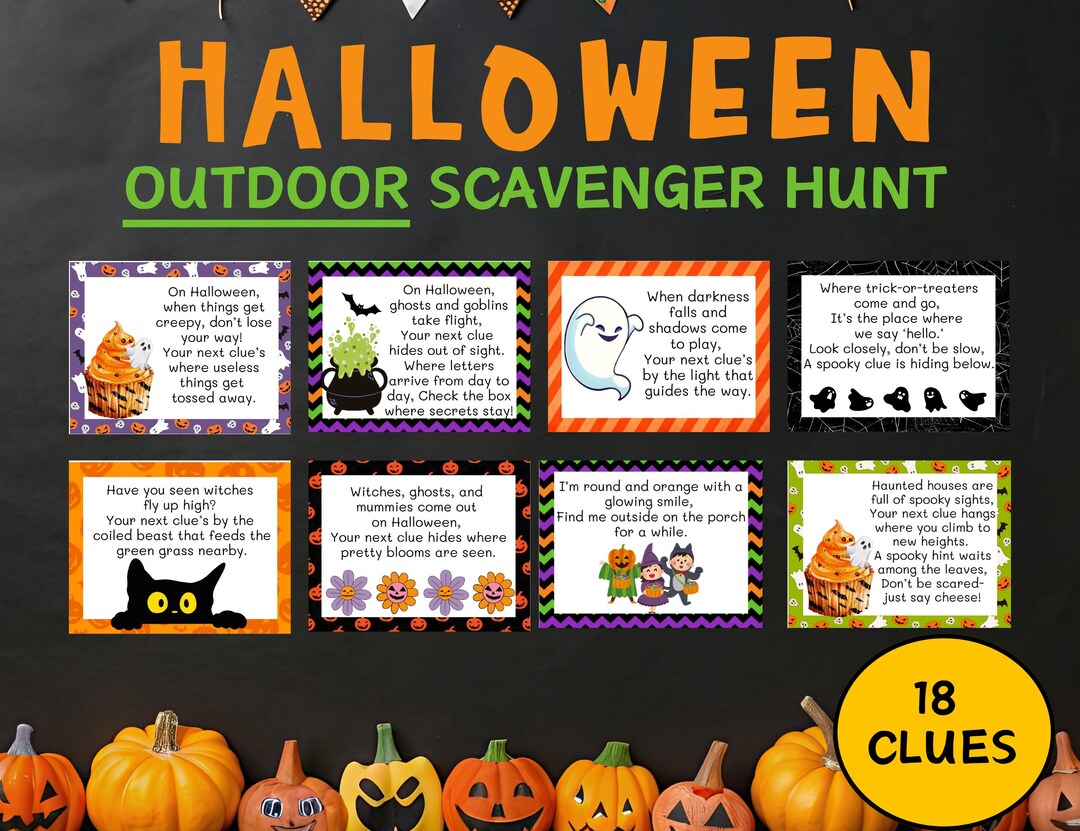 Outdoor Halloween Scavenger Hunt Kid Teens Scavenger Hunt Riddles Clues ...
