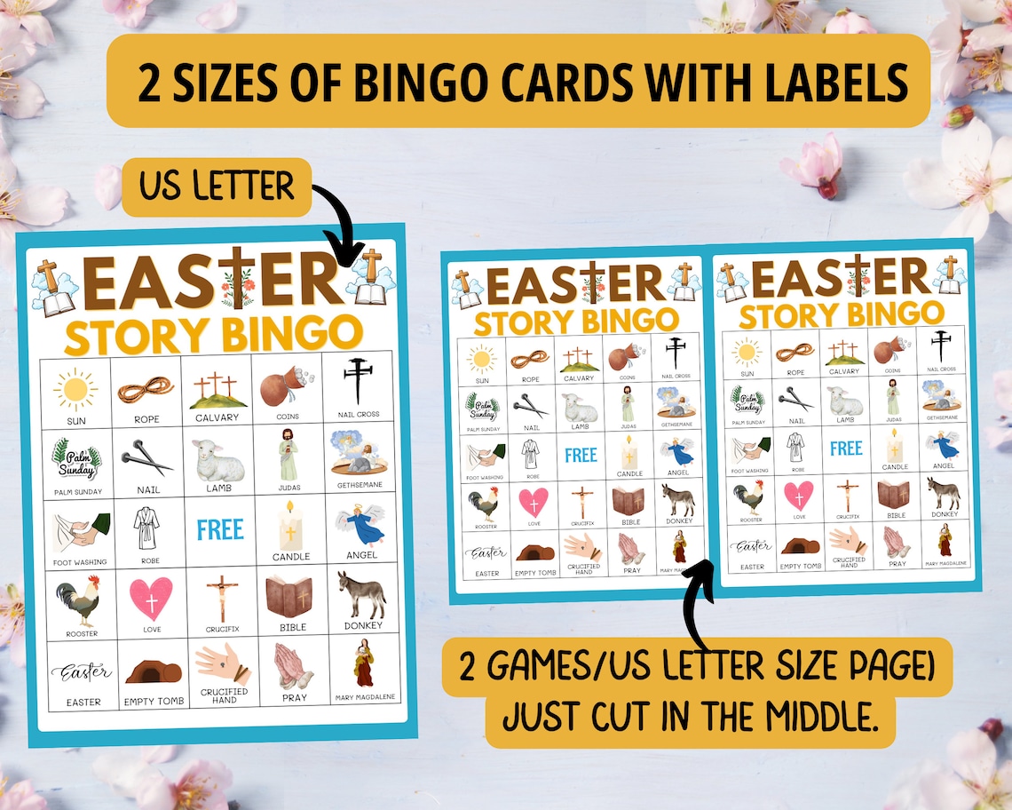 100 Easter Story Bingo Cards, Religious Easter Bingo Game, Christian ...