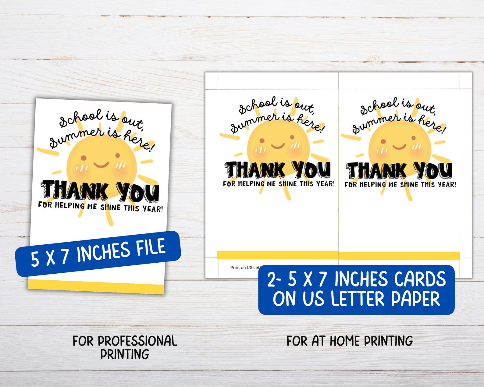 End of Year Teacher Gift Card Holder Printable Thank You Teacher Summer ...