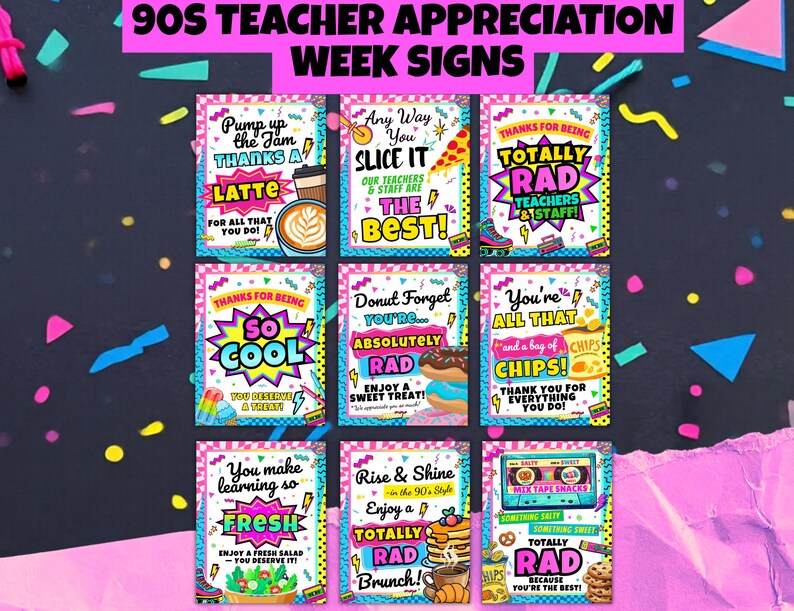 90s Teacher Appreciation Week Theme Bundle- Canva Flyer Template ...
