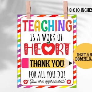 Teacher Appreciation Sign Printable, Teacher Thank You Sign, Staff ...
