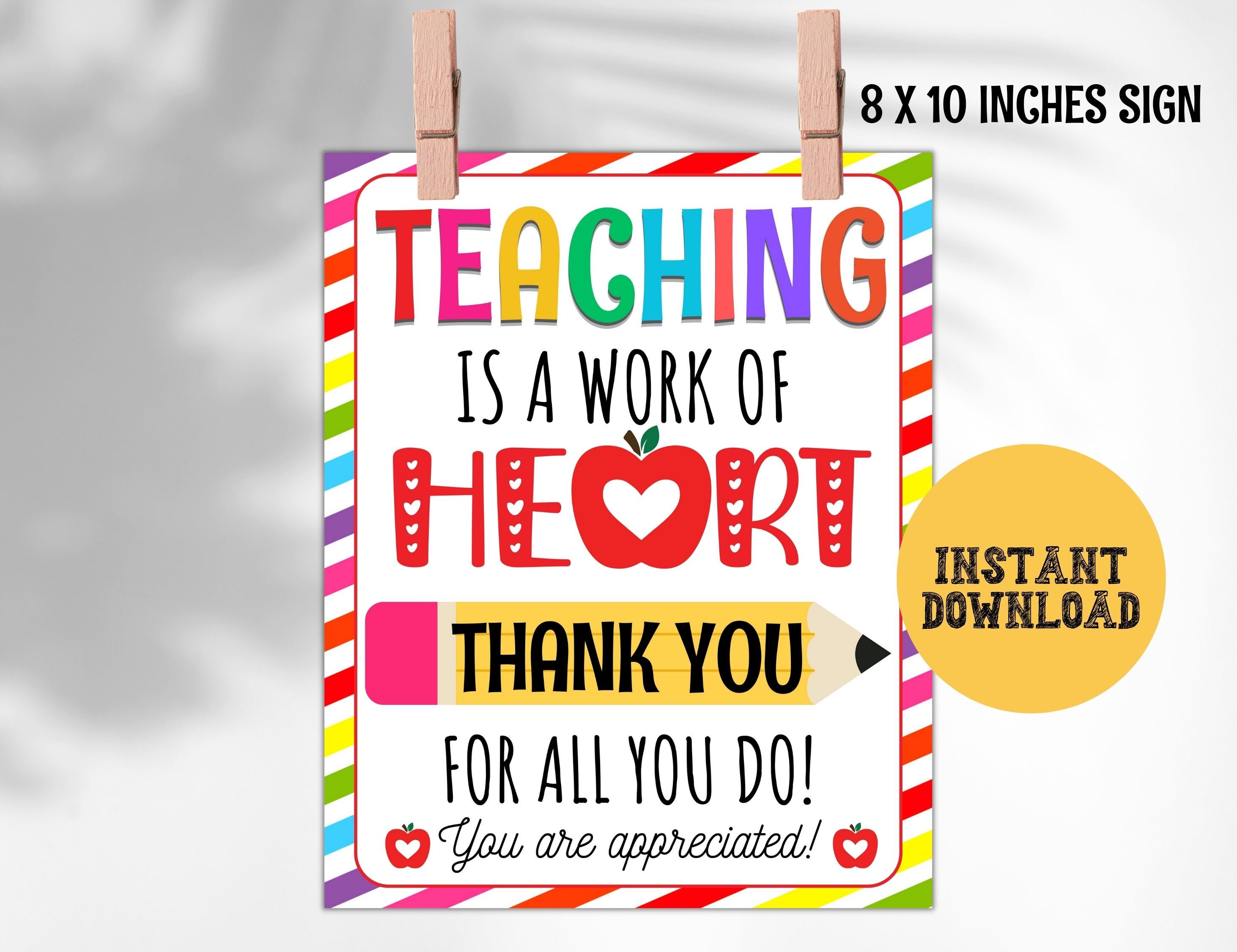 Teacher Appreciation Sign Printable, Teacher Thank You Sign, Staff ...