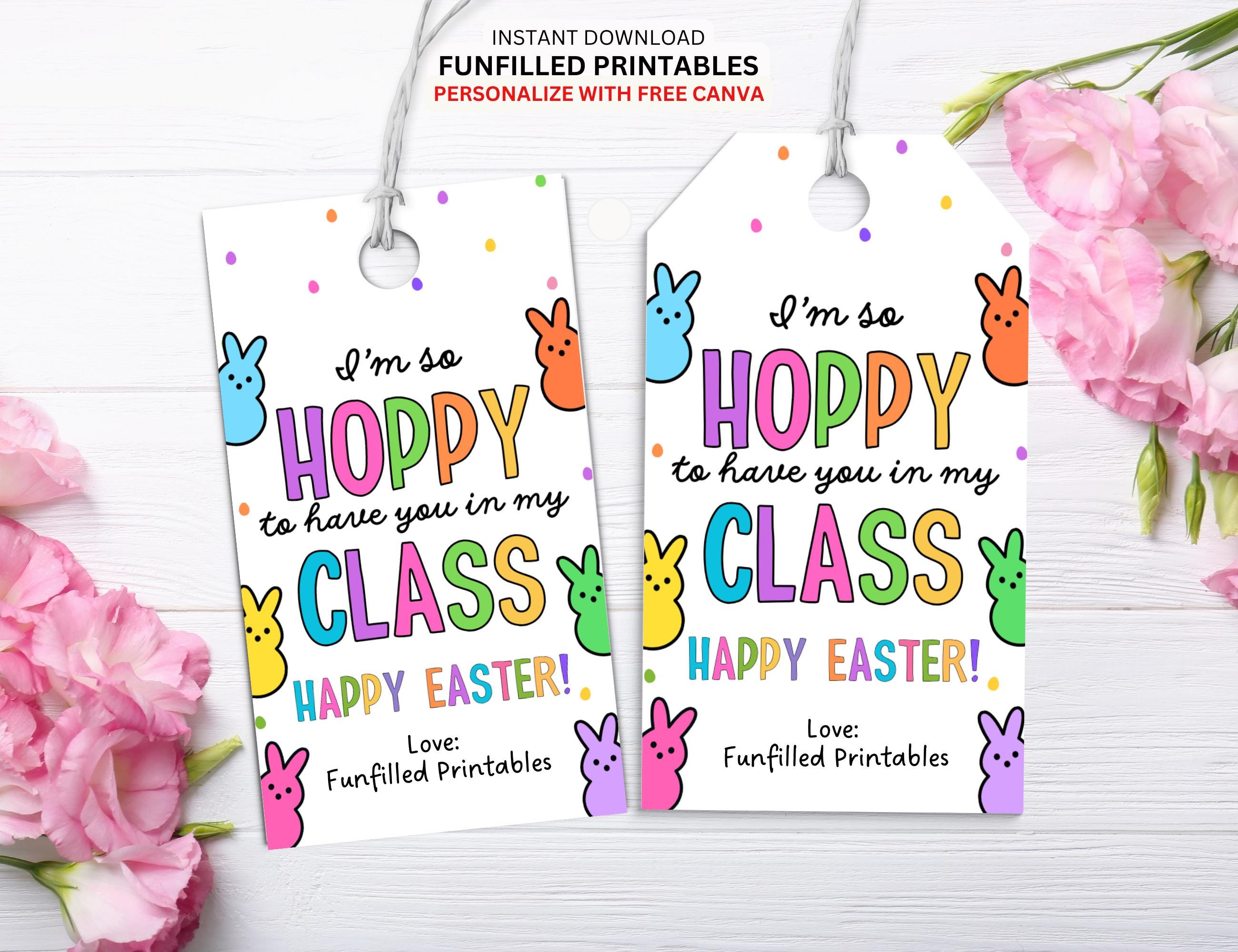 Easter Class Gift Tags Printable, Hoppy You're in My Class Easter Tags ...