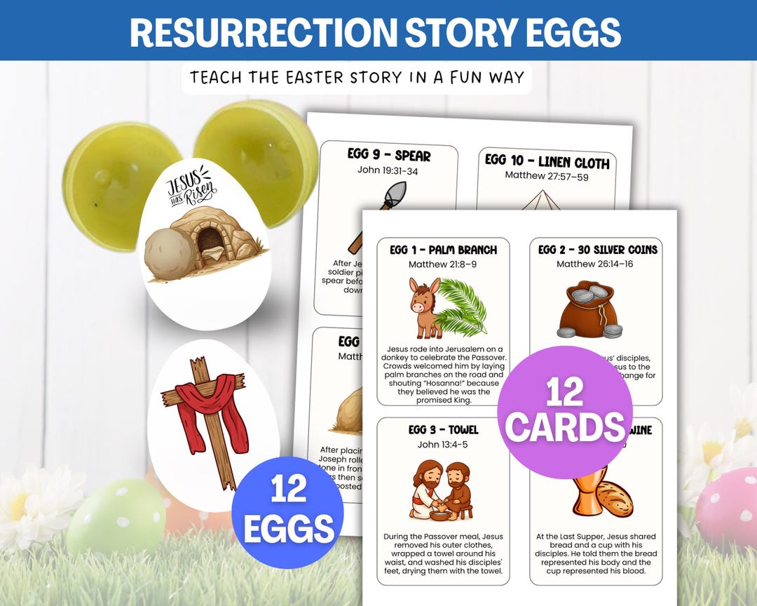 Easter Story Resurrection Eggs Printable, Christian Easter Story Egg ...