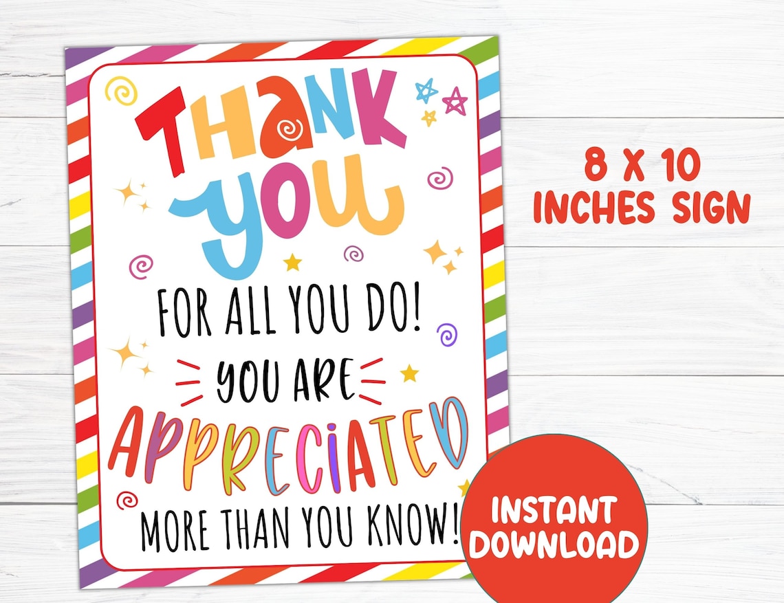 Employee Appreciation Day Sign Printable, Thank You Sign, Appreciation ...