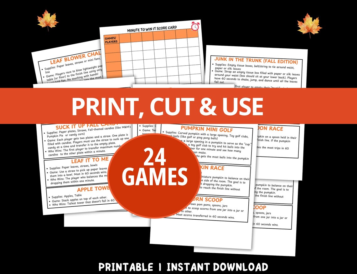 Minute to Win Fall Games, Fun Fall Games, Fall Party Games for Kids ...