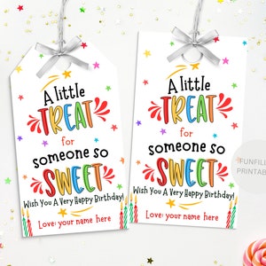 Printable Happy Birthday Gift Tag Template, Little Treat for Someone ...