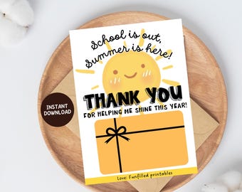 Last Day of School Teacher Appreciation Gift Card Holder, Summer ...