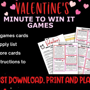 Valentine's Day Minute to Win It Games, Valentines Day Games, Printable ...
