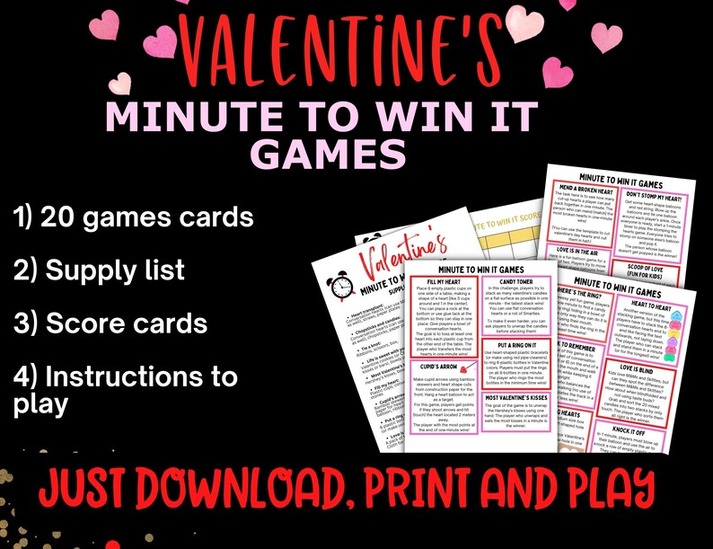 Valentine's Day Minute to Win It Games Valentines Party - Etsy