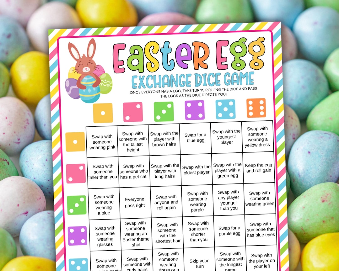 Easter Egg Exchange Dice Game, Printable Roll the Dice Easter Games ...