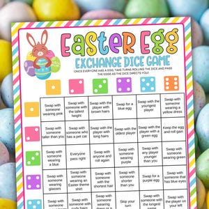 Easter Egg Exchange Dice Game, Printable Roll the Dice Easter Games ...